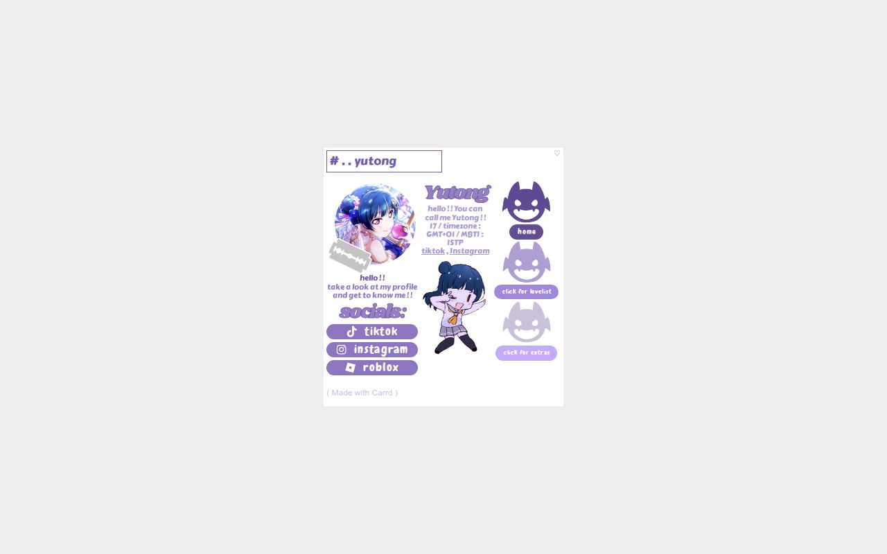 Yutong's carrd